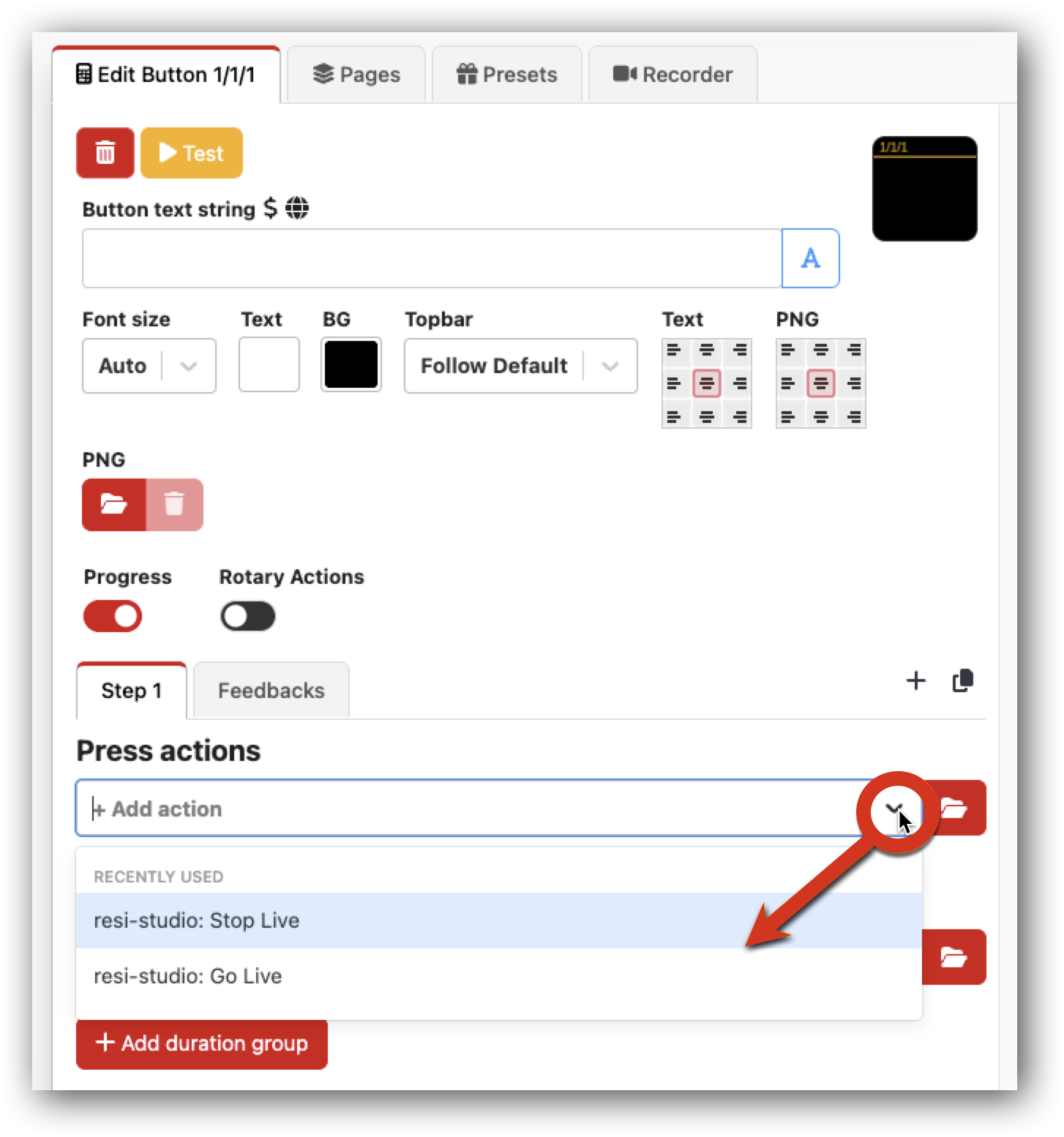 Using Bitfocus Companion and Stream Deck with Resi Go Live API