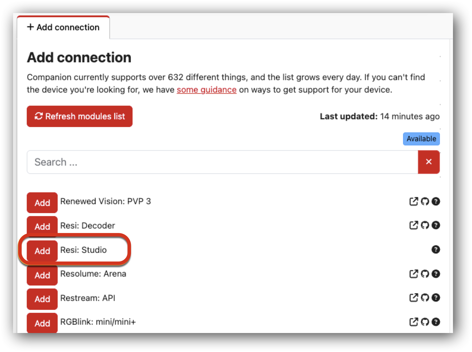 Using Bitfocus Companion and Stream Deck with Resi Go Live API