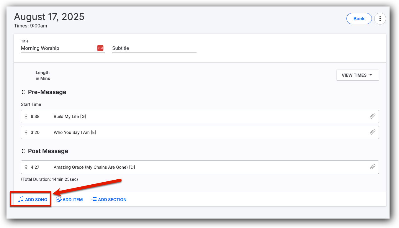 How to Create a Worship Set List in Pushpay ChMS