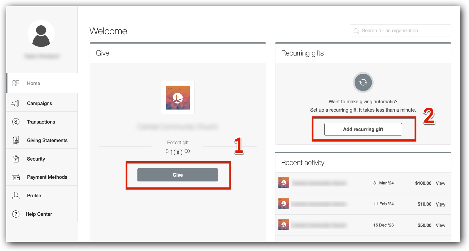 How to Give through the Donor Portal (Pushpay Site)