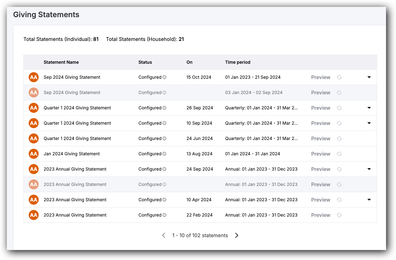 How to Print an Individual Giving Statement in Pushpay Giving