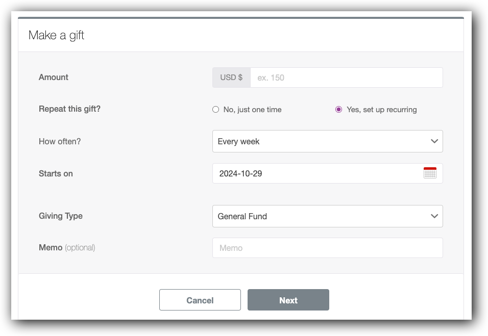 How to Set Up a Recurring (Repeating) Gift