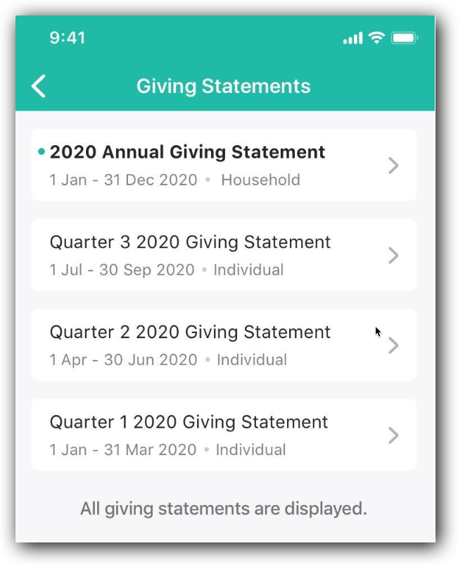 How to View Your Giving (Tax) Statements in Your Organization's App