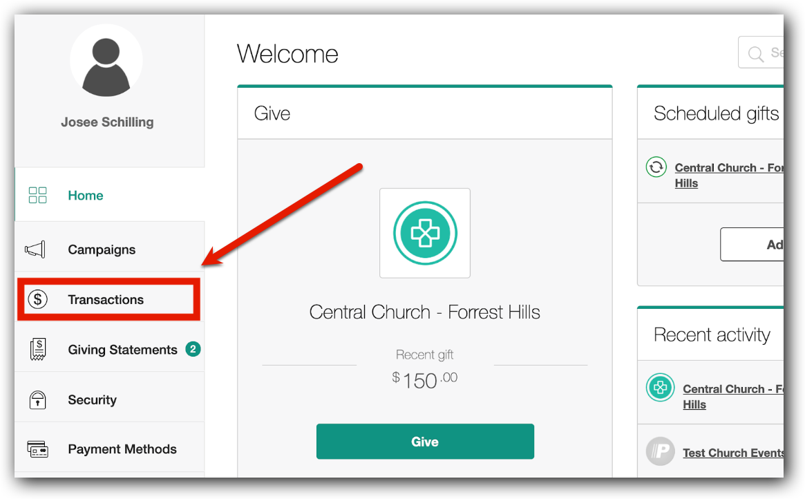 How to View Your Giving Transaction History in a Web Browser