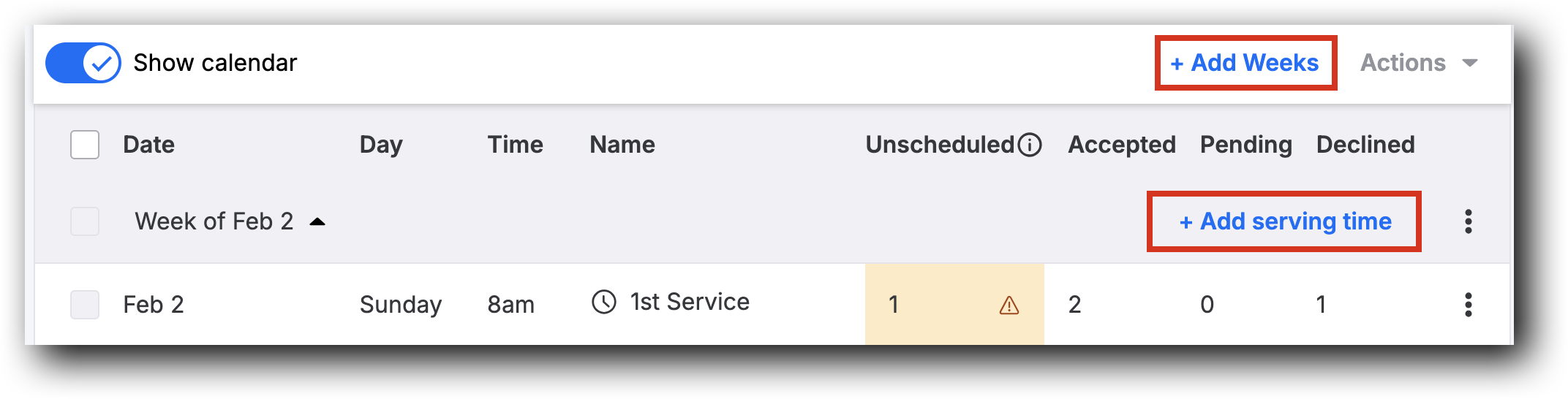 Learning about the Schedules List in Pushpay ChMS