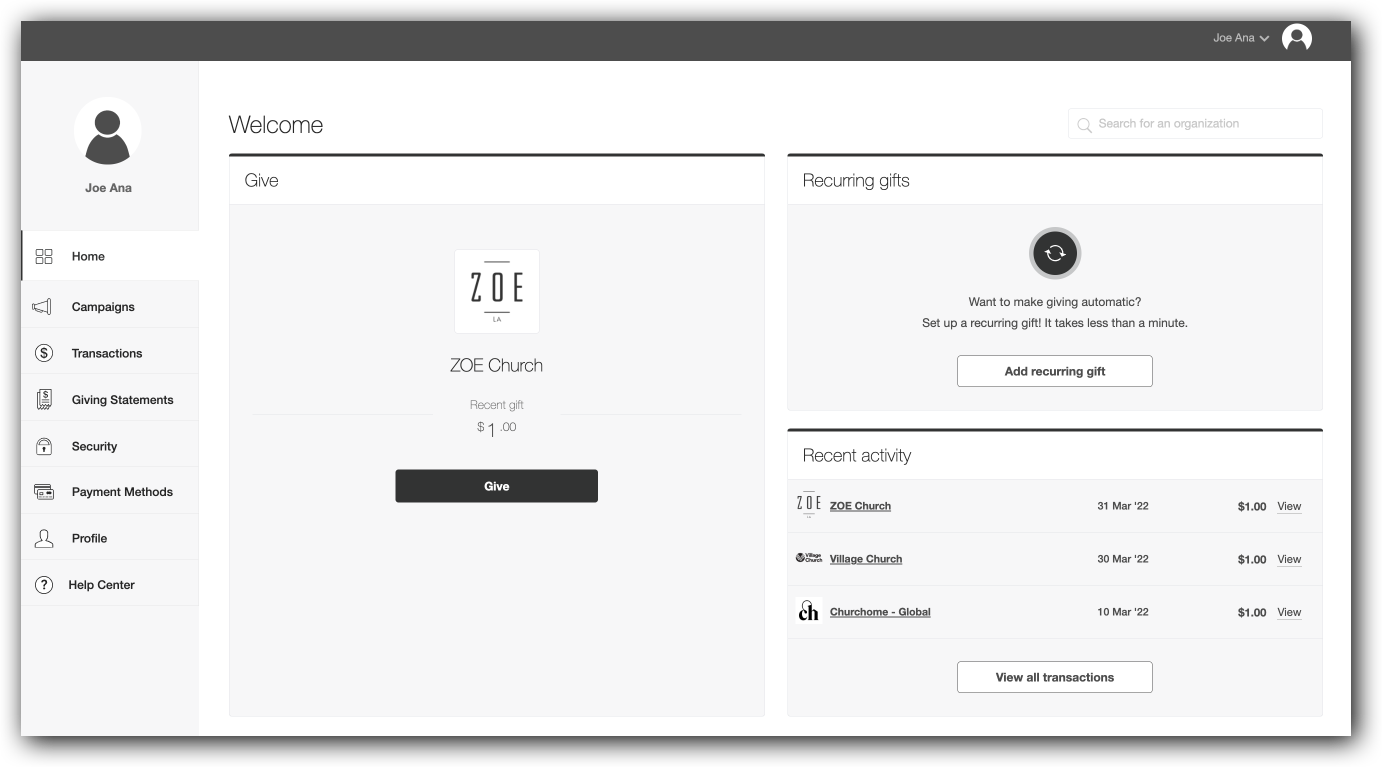 Learning about the Donor Experience