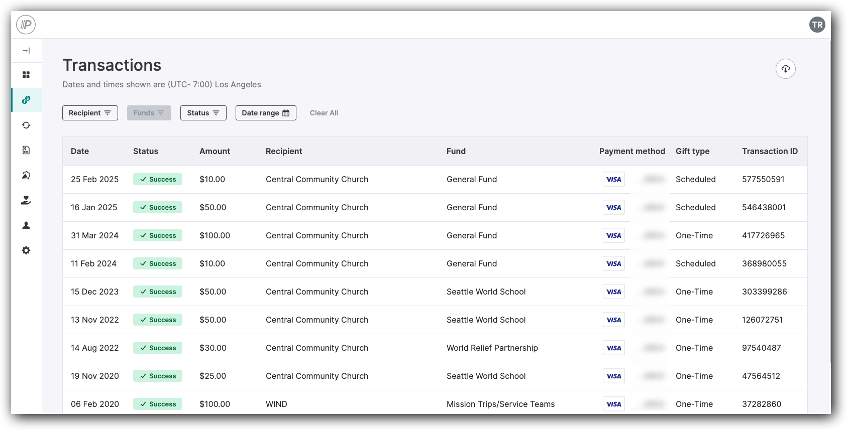 How to View Your Giving Transaction History in a Web Browser